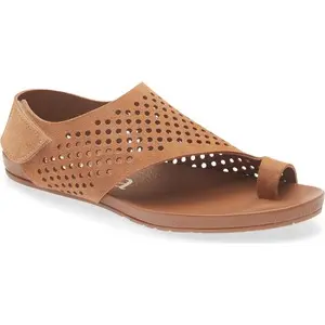 PEDRO GARCIA Valisa Laser-cut Leather Slide Sandal - Adobe Castoro