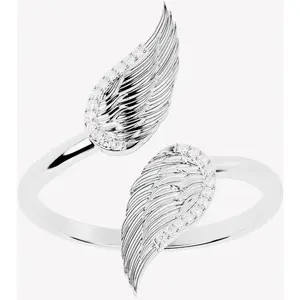 RIZEN JEWELRY Divine Wings Ring With Cubic Zirconia Accents - Sterling Silver