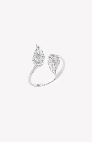 RIZEN JEWELRY Divine Wings Ring With Cubic Zirconia Accents - Sterling Silver
