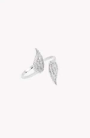RIZEN JEWELRY Divine Wings Ring With Cubic Zirconia Accents - Sterling Silver