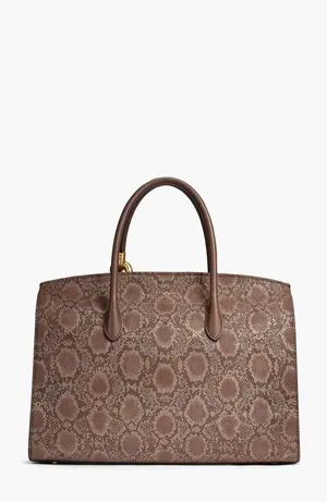 Donna Karan New York Loden Python Suede Satchel - Brown Multi