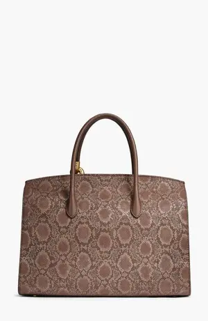 Donna Karan New York Loden Python Suede Satchel - Brown Multi