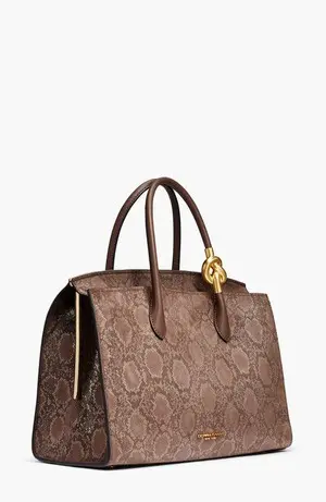 Donna Karan New York Loden Python Suede Satchel - Brown Multi