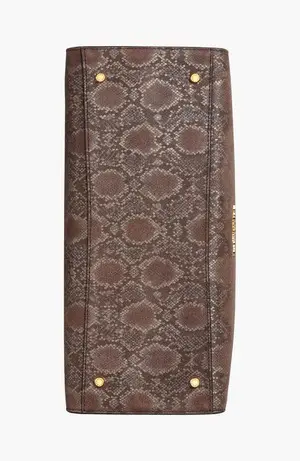 Donna Karan New York Loden Python Suede Satchel - Brown Multi