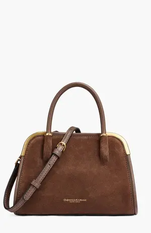 Donna Karan New York Satin Suede Mini Satchel - Chocolate