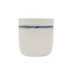 FORESIDE HOME AND GARDEN Vintage Crackle 5.5 Inch Planter Pot Stripe Stoneware - Blue