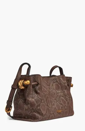 Donna Karan New York Cashmere Python Suede Crossbody Bag - Brown Multi