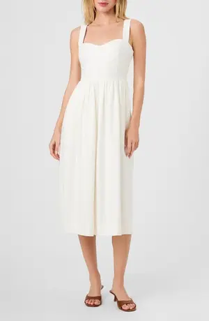 French Connection Linen Blend Midi Dress - Summer White