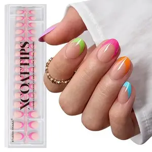 BTARTBOXNAILS Soft Gel Nail Tips Xcoattips® Frenchglitter Base Collection - Extra Short Almond