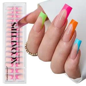BTARTBOXNAILS Soft Gel Nail Tips Xcoattips® Frenchglitter Base Collection - Long Square