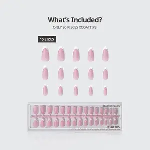 BTARTBOXNAILS Soft Gel Nail Tips Xcoattips® Frenchglitter Base Collection - Medium Almond