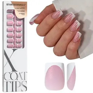 BTARTBOXNAILS Soft Gel Nail Tips Xcoattips® Frenchglitter Base Collection - Short Square