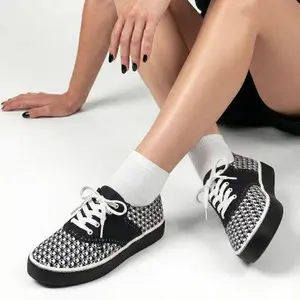 Hot Chocolate Design Bone & Chic Printed Lace-up Sneakers