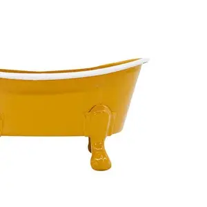 FORESIDE HOME AND GARDEN Mustard Enamel Bathtub Soap Dish Planter Metal