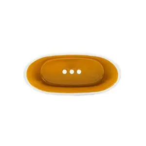 FORESIDE HOME AND GARDEN Mustard Enamel Bathtub Soap Dish Planter Metal