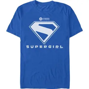 SUPERGIRL Official Shield White Logo Short Sleeve Graphic T-shirt - Royal Blue