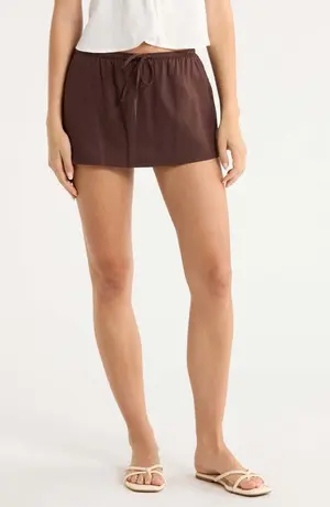 PACSUN Tie Waist Miniskirt Brown