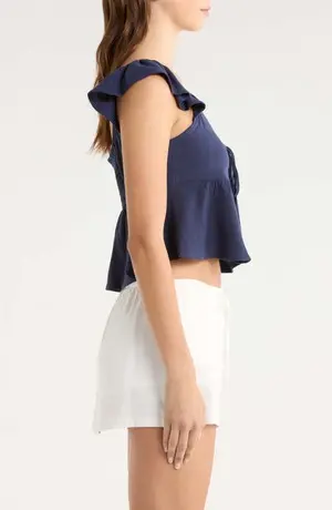 PACSUN Keyhole Babydoll Tank - Navy