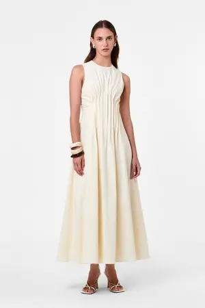 NICHOLAS NICHOLAS Jordi Midi Dress With Pintuck Detailing Chalk
