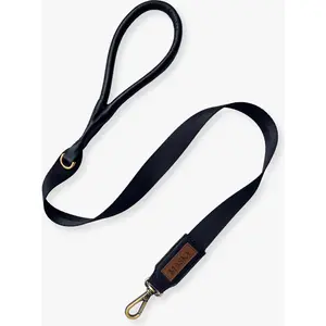MASKY Noir Leash With Leather Handle - Black