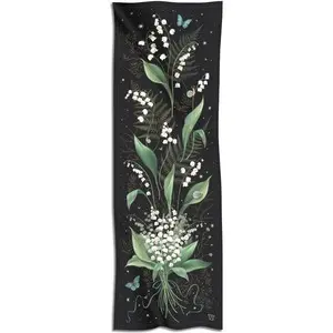 SILK&SOUL Lily Of The Valley Silk Scarf - Black