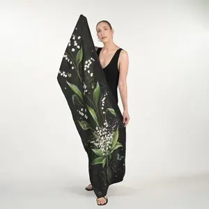SILK&SOUL Lily Of The Valley Silk Scarf - Black