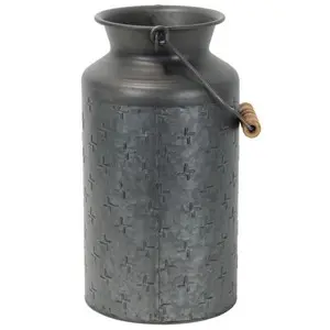 FORESIDE HOME AND GARDEN Galvanized Metal Decorative Vase With Wood Handle