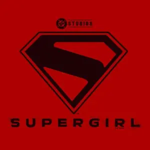 SUPERGIRL Official Shield Black Logo Graphic T-shirt - Red