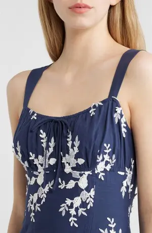Moon River Embroidered Sleeveless Maxi Dress