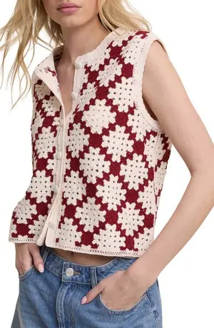 NOBODY'S CHILD Sleeveless Crochet Cardigan
