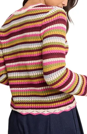 NOBODY'S CHILD Stripe Scallop Trim Cardigan
