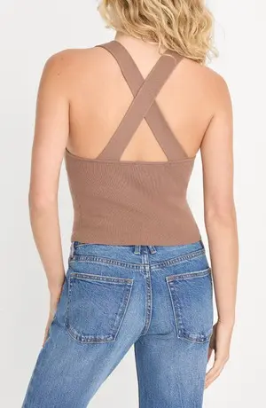 Good American Ribbed Cropped Tank Top