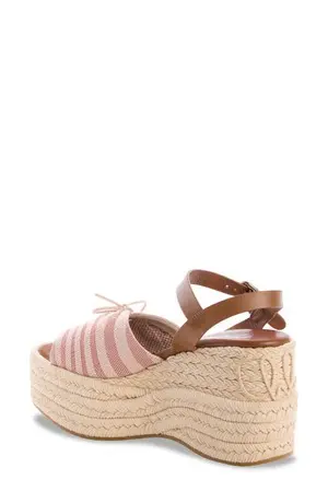 Chloé Isla Striped Espadrille Platform Wedge Sandals
