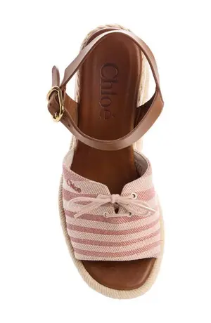 Chloé Isla Striped Espadrille Platform Wedge Sandals