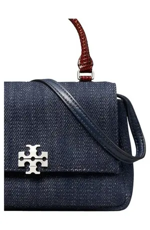 Tory Burch Charlie Denim Top Handle Bag - Midnight