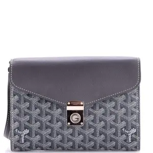 Goyard Chypre Wallet On Strap Coated Canvas With Leather - Grey
