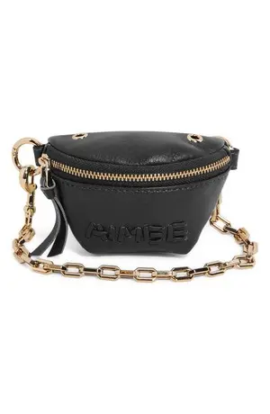 AIMEE Zip Sling Leather Bag Charm - Black