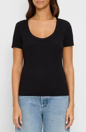 Michael Stars Calla Scoop Neck T-shirt - Black