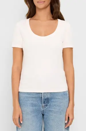 Michael Stars Calla Scoop Neck T-shirt - Chalk