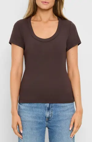 Michael Stars Calla Scoop Neck T-shirt - Java