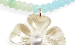 Bp. Beaded Faux Pearl Floral Pendant Necklace