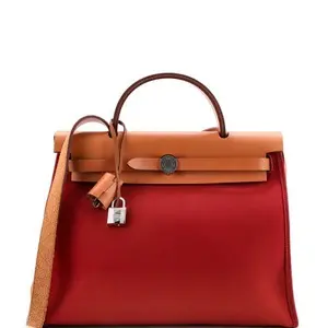 Hermès Herbag Zip Leather And Toile 31 - Red