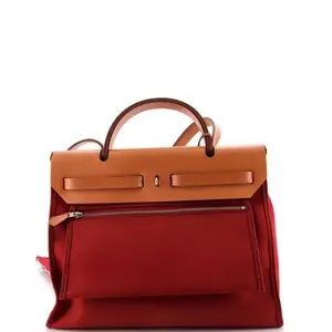 Hermès Herbag Zip Leather And Toile 31 - Red