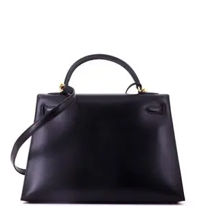 Hermès Kelly Handbag Black Box Calf With Gold Hardware 32 - Noir