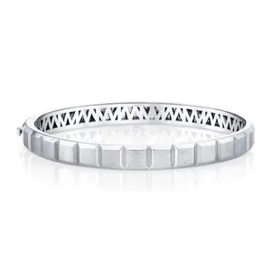 MICHAEL M Block Hinged Bangle Bracelet - Silver