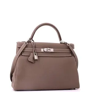 Hermès Kelly Handbag Grey Togo With Palladium Hardware 32 - Etoupe
