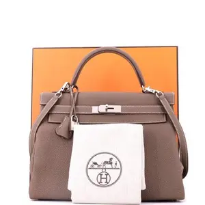 Hermès Kelly Handbag Togo With Palladium Hardware 32 - Grey