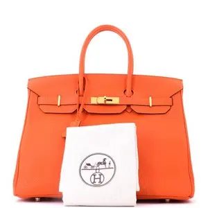 Hermès Birkin Handbag Orange Togo With Gold Hardware 35