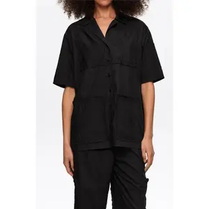Bimba Y Lola Embroidered Scarf Patchwork Shirt - Black
