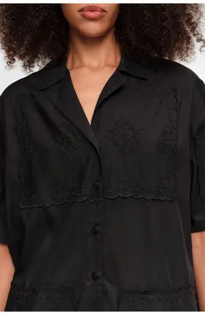 Bimba Y Lola Embroidered Scarf Patchwork Shirt